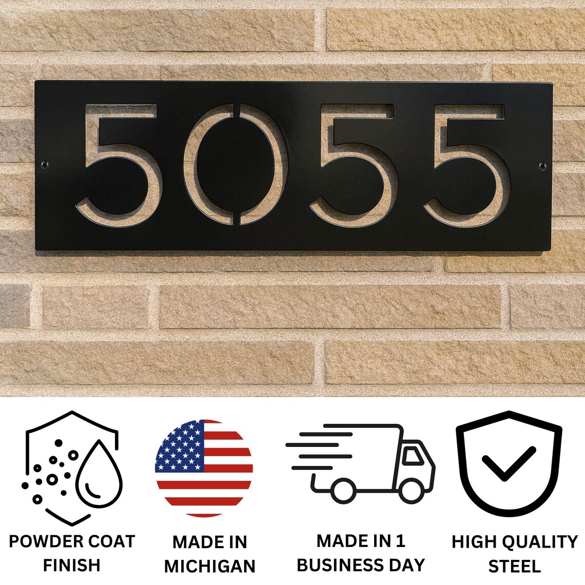 Horizontal Metal Address Sign, Modern Address Sign, Outdoor Address ...