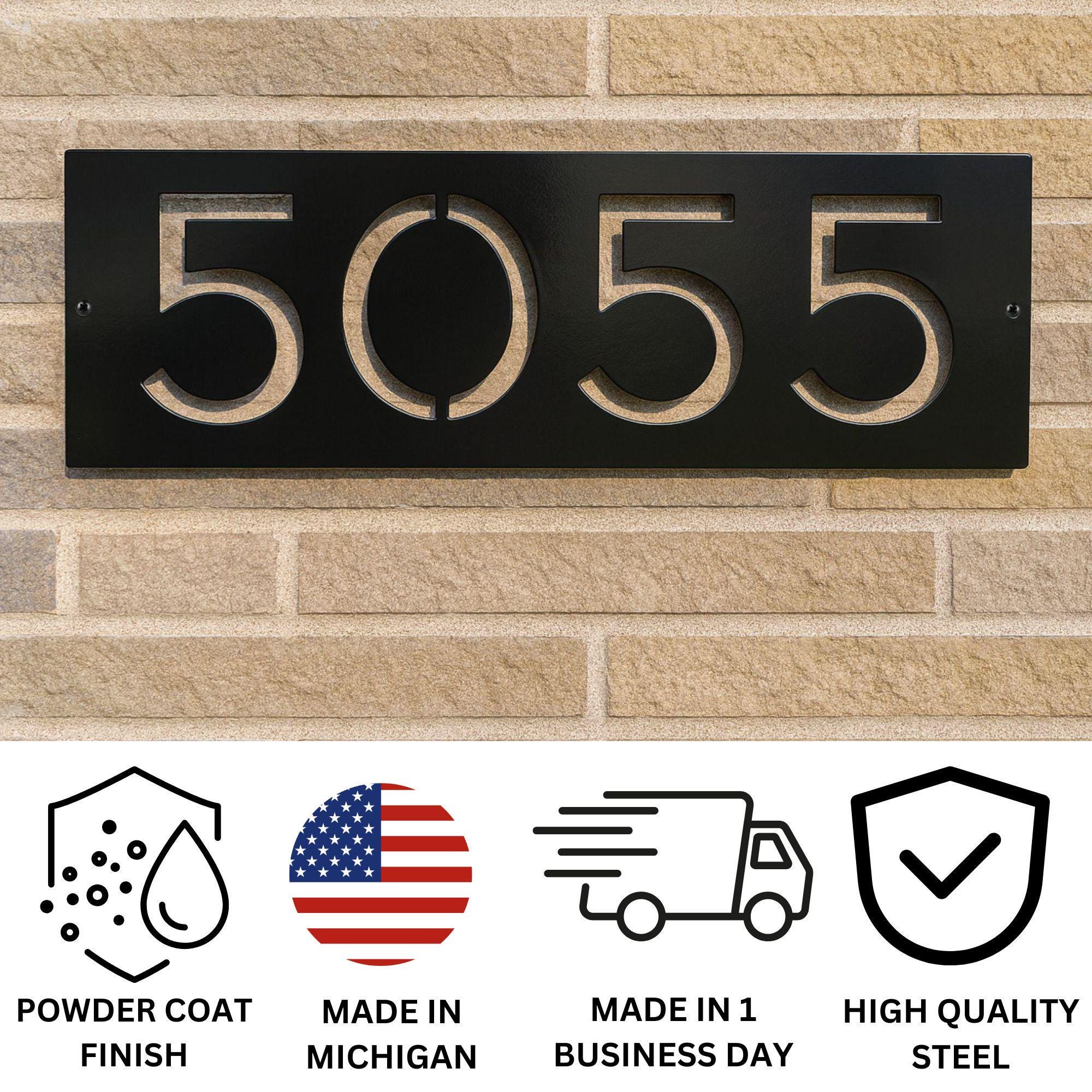 Horizontal Metal Address Sign, Modern Address Sign, Outdoor Address ...
