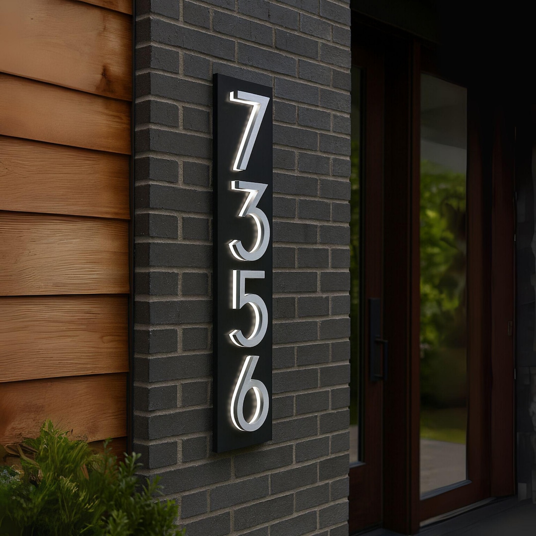 LED Address Sign, 4 Inch Numbers, 6 Inch Floating Number Address Sign ...