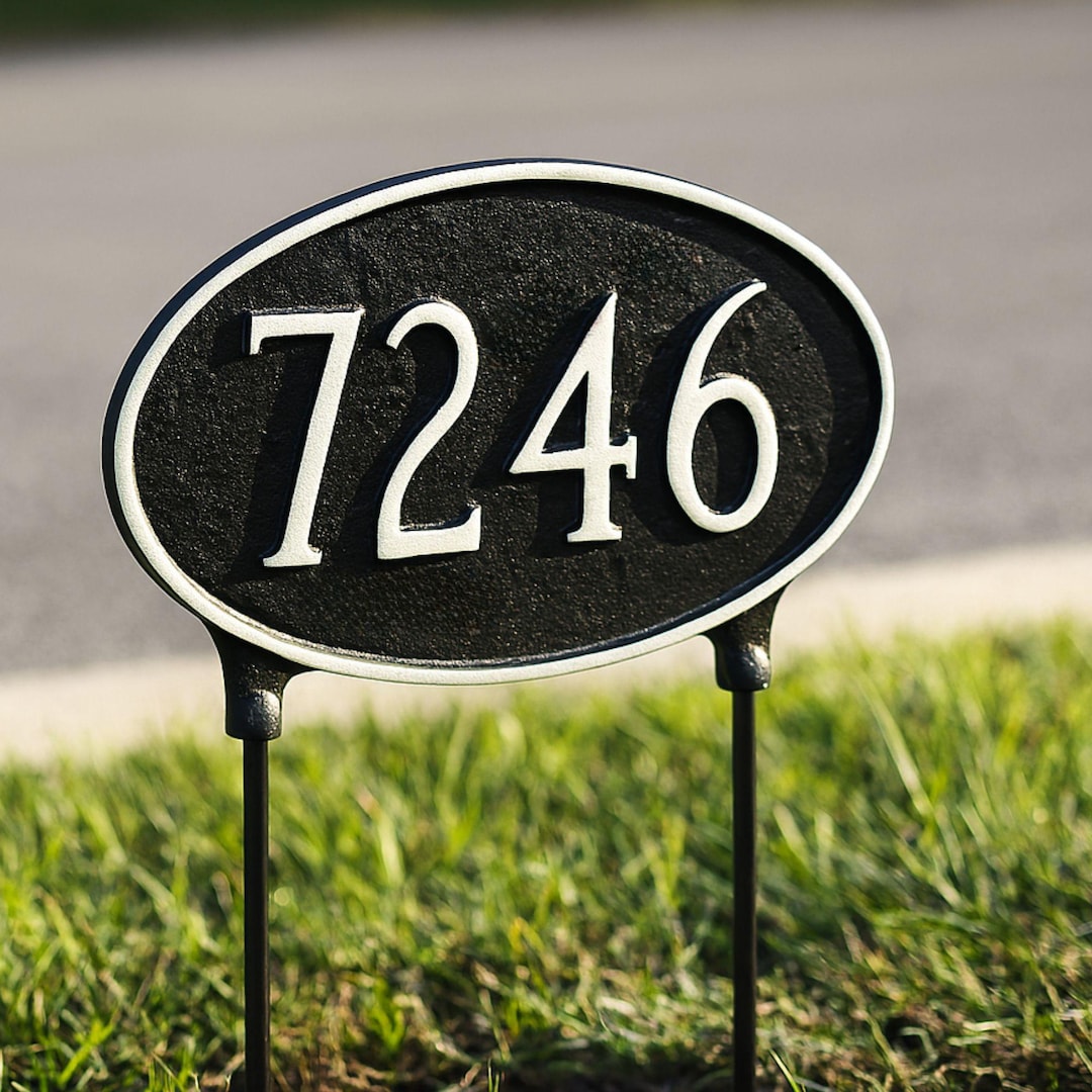 Two Sided Lawn Address Sign - Double Sided Classic Oval - 26 Color ...