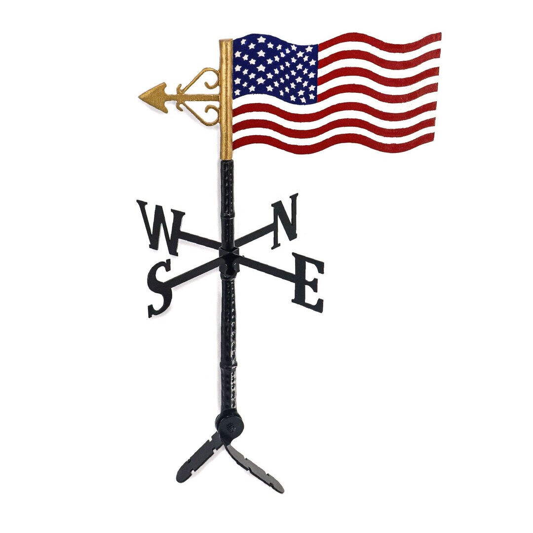 Hand Crafted Cast Metal American Flag Weathervane, Roof Mount Included ...