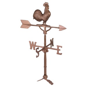 Hand Crafted Cast Metal 3D Rooster Weathervane, Includes Roof Mount ...