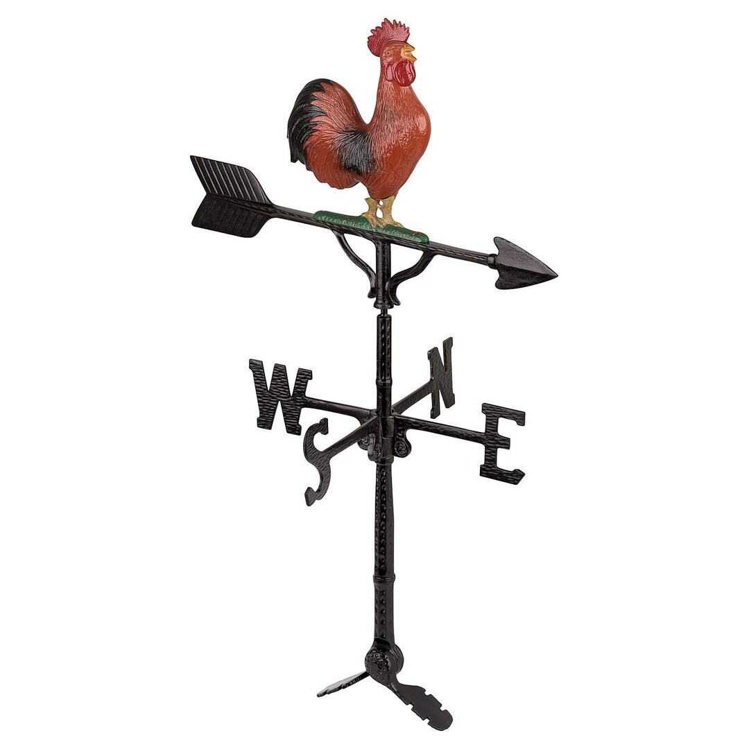 Hand Crafted Cast Metal 3D Rooster Weathervane, Includes Roof Mount ...