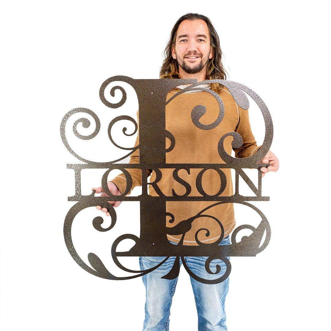 Customized Steel Monogram Sign, Personalized Monogram Wall Plaque ...