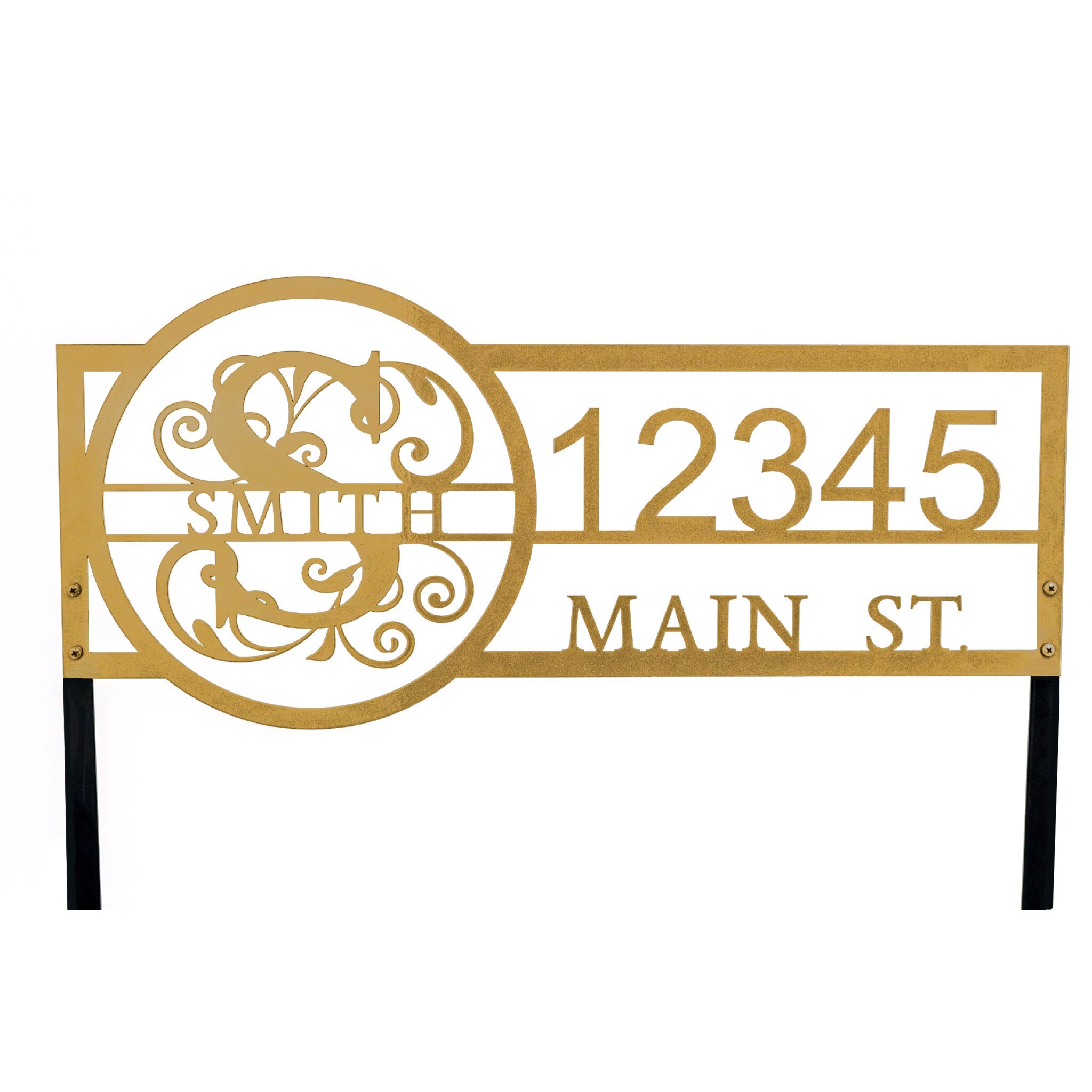 Custom Address Sign With Monogram Personalized Steel Monogram - Etsy