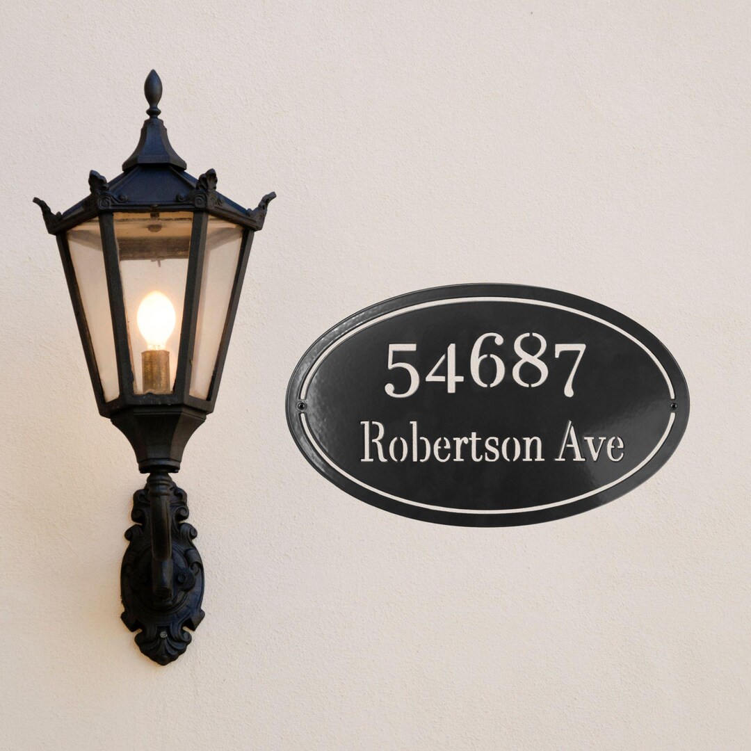 Metal Address Sign - Wall Mount House Number Sign - Personalized Steel ...
