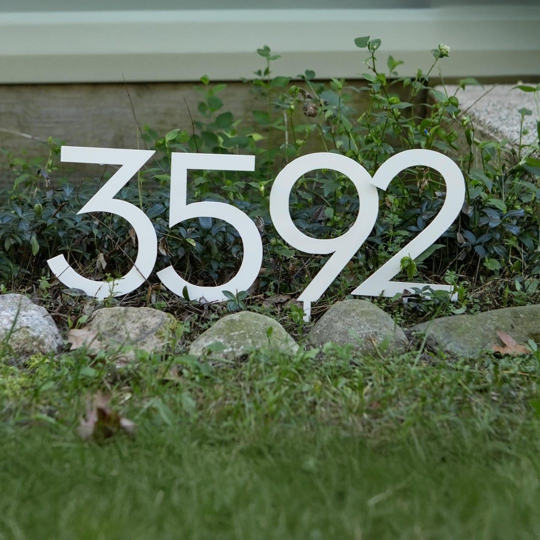Modern House Numbers - Lawn Address Number - 10-inch Numbers - 6 Colors ...