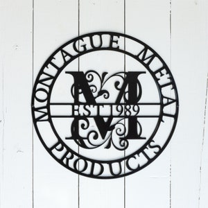 Monogram Gift, Customized Metal Circle Established Sign With Monogram ...