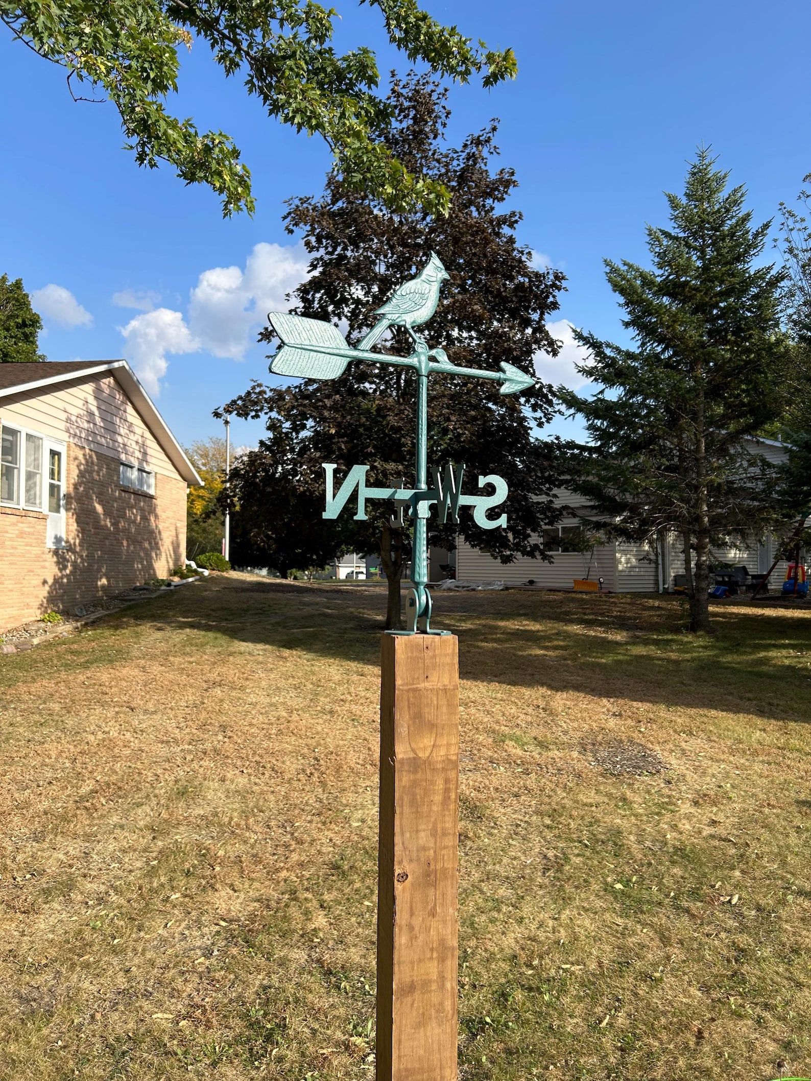 Cardinal Weathervane, Outdoor Wind Vane With Ornament, Roof Metal Decor ...