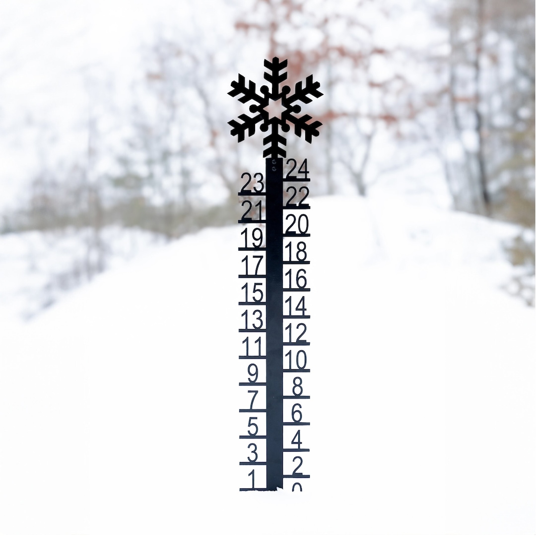 Metal Snowflake Snow Gauge, Winter Snow Reader, 14-gauge Steel, Rust ...