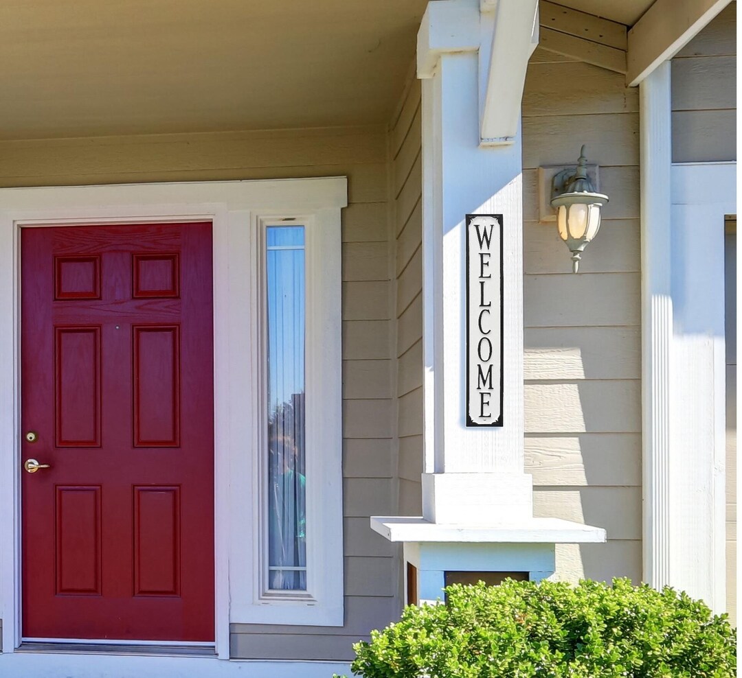 Welcome Column WALL Statement Plaque Sign, Vertical Entrance Sign ...