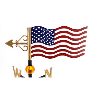 Hand Crafted Cast Metal Deluxe American Flag Weathervane, Roof Mount ...