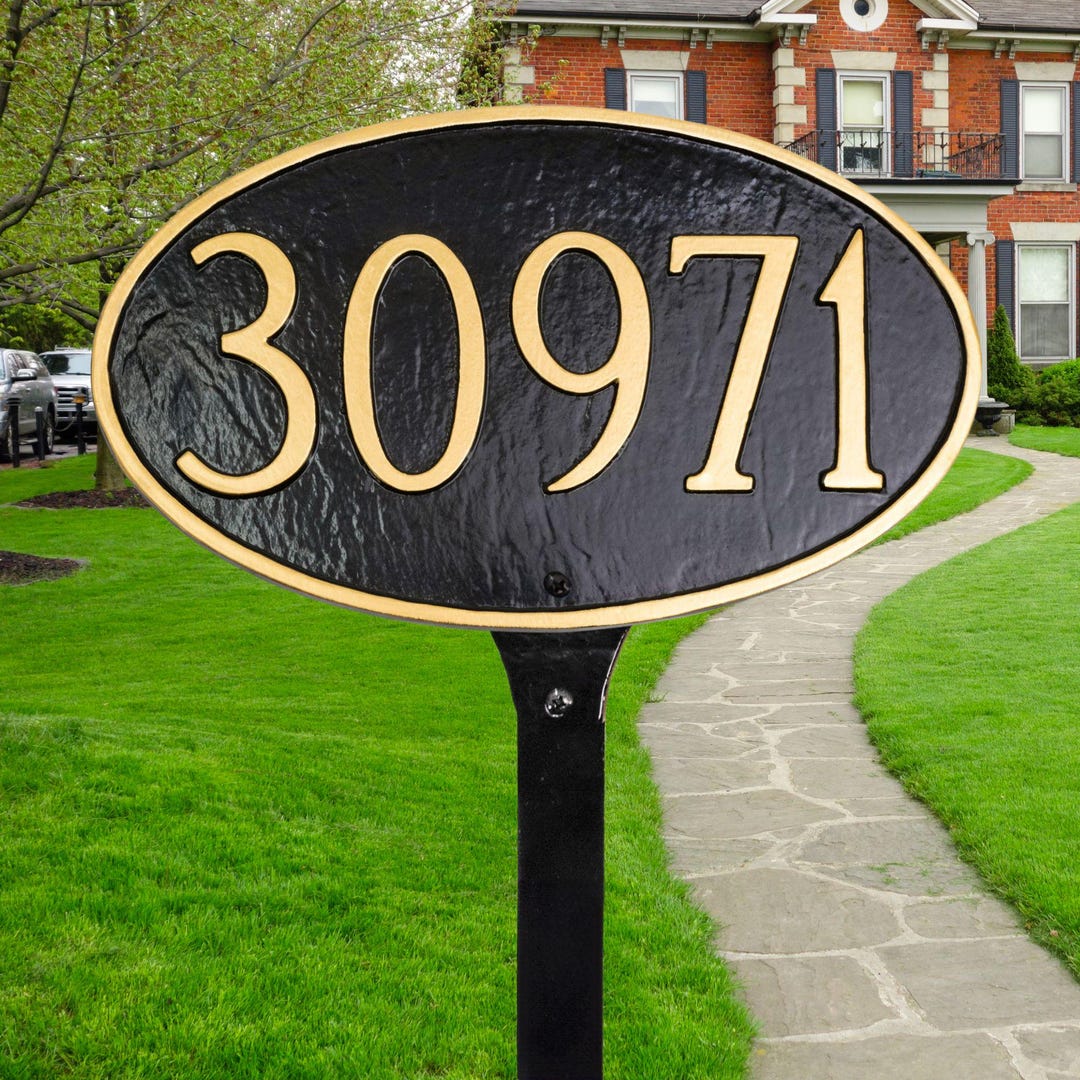 Classic Oval LAWN Address Plaque With Lawn Stake(s), Lawn Address Sign ...