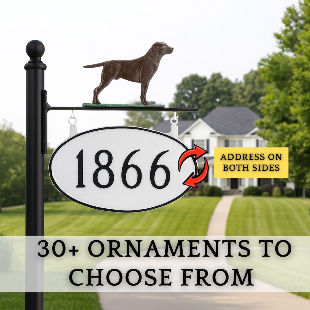 Classic Oval Double-sided Hanging Address Plaque, ONE Line Hanging ...