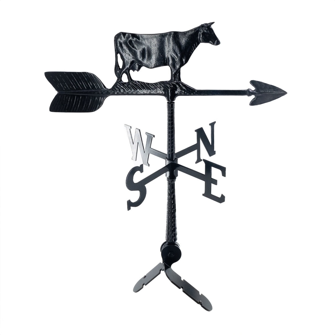 Cow Weathervane, Outdoor Wind Vane With Ornament, Roof Metal Decor With ...