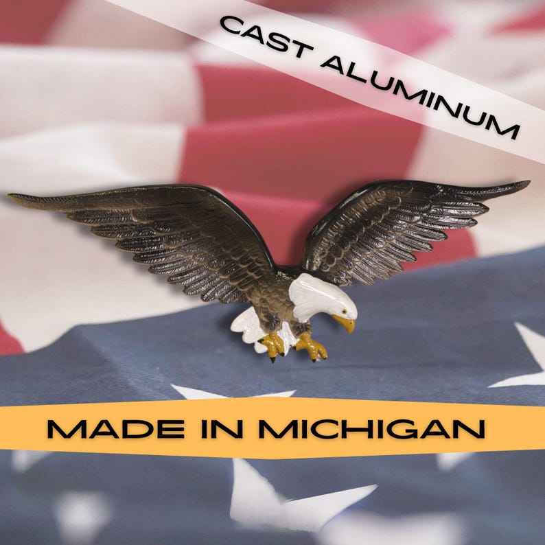 24'' Wall Eagle, Cast Metal Patriotic Eagle, Wall Hanging American ...