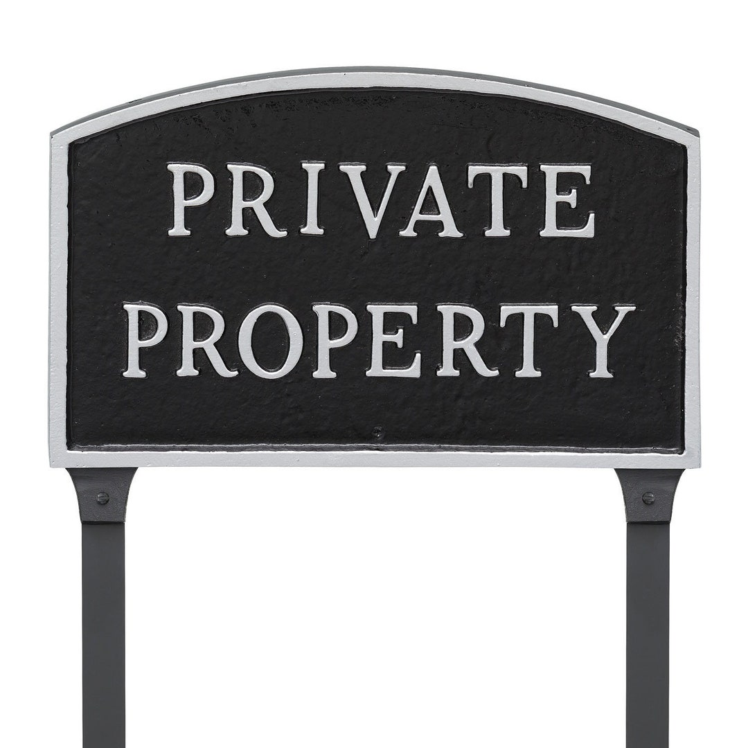 Cast Metal Private Property Arch LAWN or WALL Statement Plaque Sign ...
