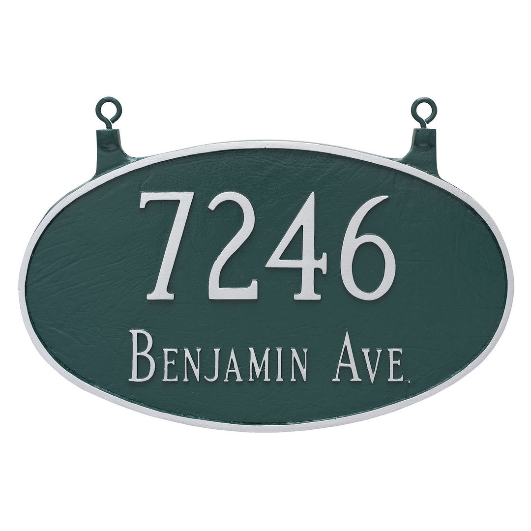 Classic Oval Double-sided Hanging Address Plaque, TWO Line Hanging ...
