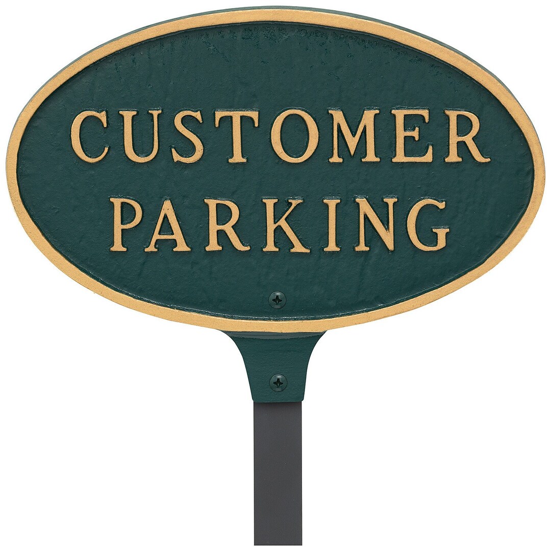Cast Metal Customer Parking Oval LAWN or WALL Statement Plaque Sign ...