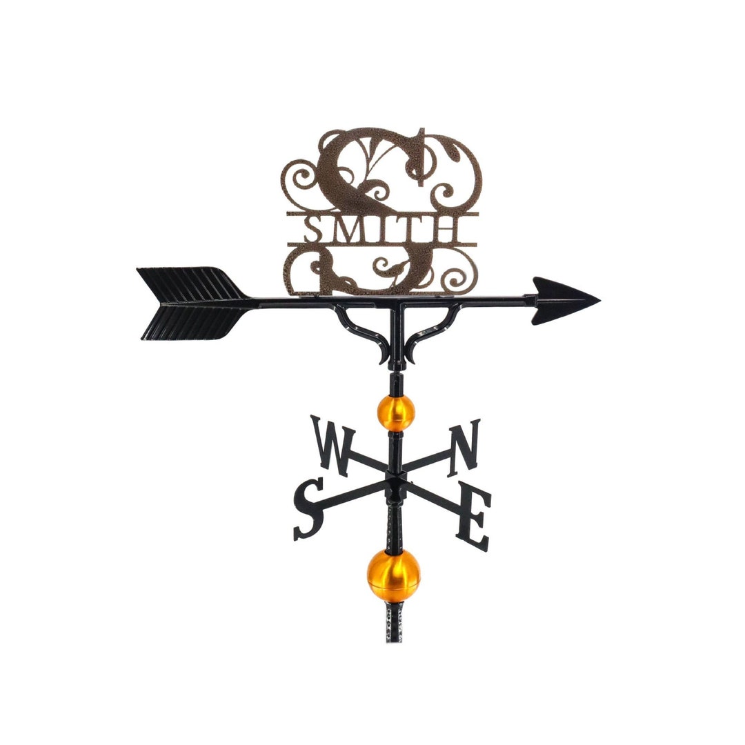 Hand Crafted Deluxe Cast Metal Custom Monogram Weathervane, Roof Mount ...