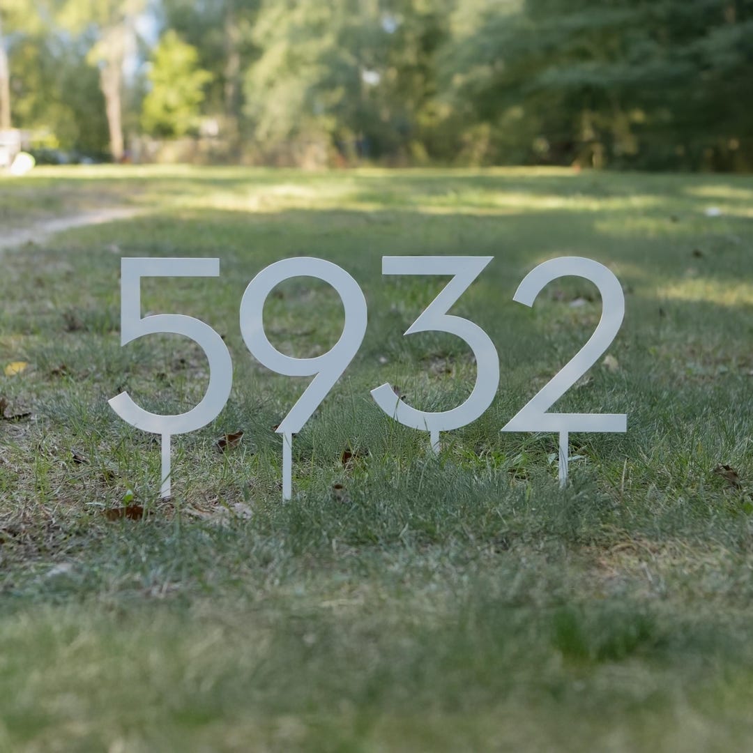 Modern House Numbers - Lawn Address Number - 6-inch Numbers - 6 Colors ...