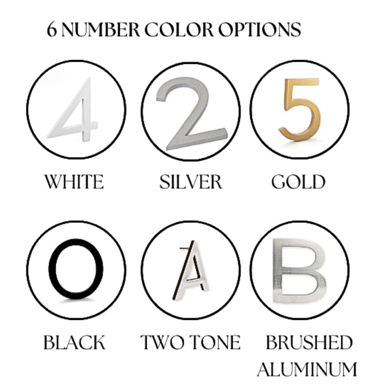 Modern Address Sign, 6 Inch Floating Number Address Sign, 1-5 Digits ...