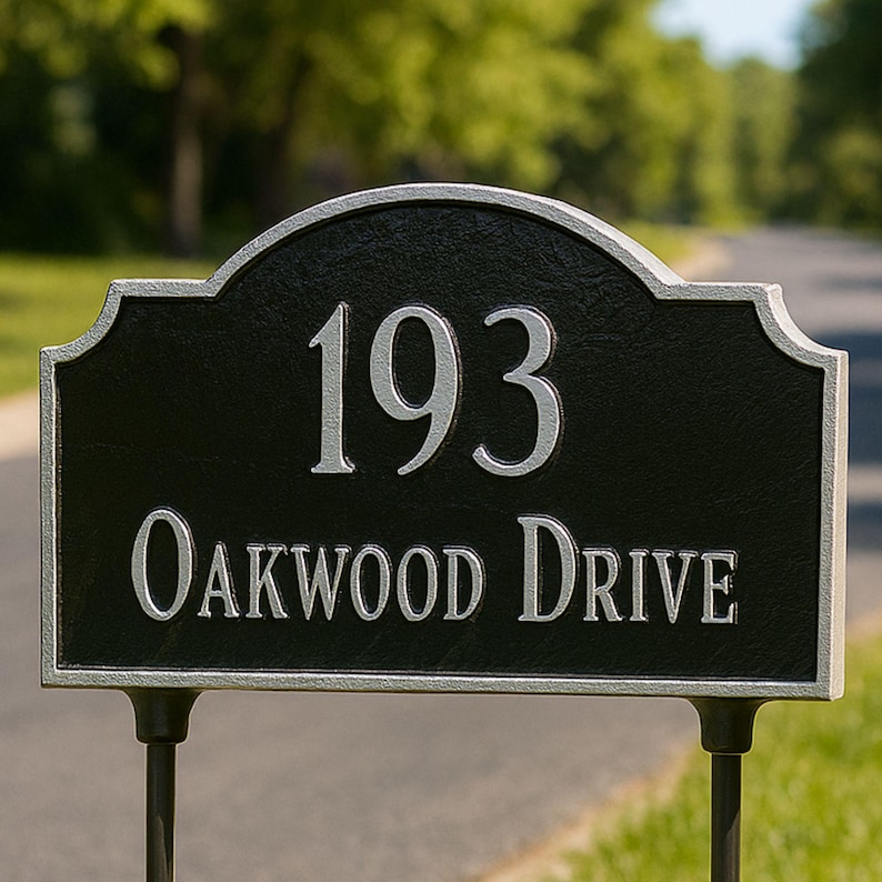 Vanderbilt Double-sided Lawn Address Plaque, TWO Line Address Sign With ...