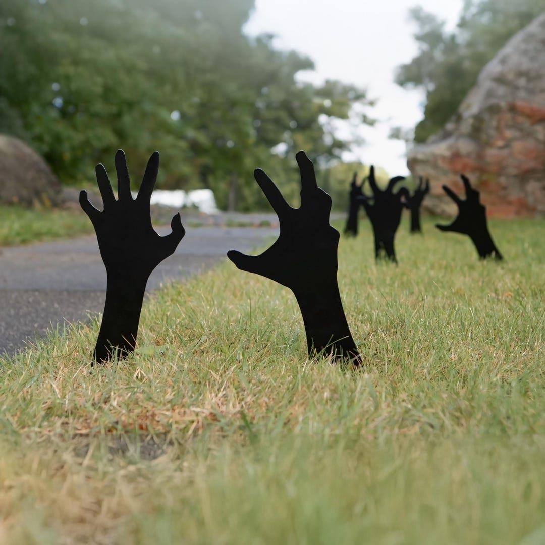 Zombie Hands Set, Zombie Hands Metal Yard Stakes, Zombie Decor, Zombie ...
