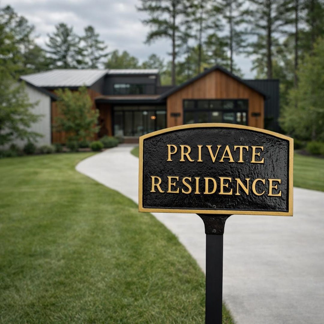 Private Residence Arch LAWN or WALL Statement Plaque Sign, Home Privacy ...
