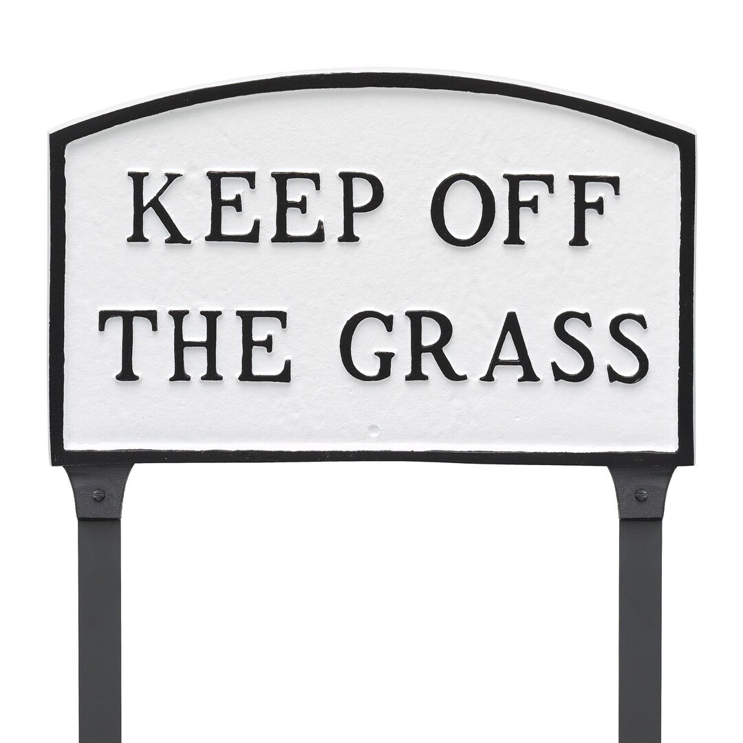 Cast Metal Keep off the Grass Arch LAWN or WALL Statement Plaque Sign ...