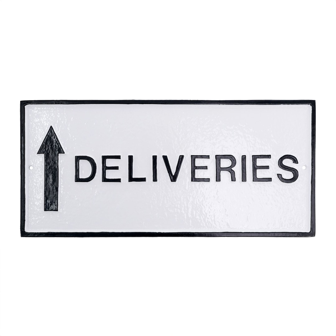 Deliveries Sign With up Arrow LAWN or WALL Rectangle Statement Plaque ...