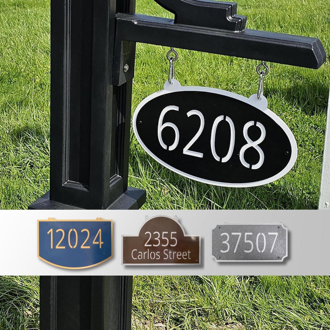 Double Sided Address Sign - Two-sided Hanging House Number Plaque - 26 ...