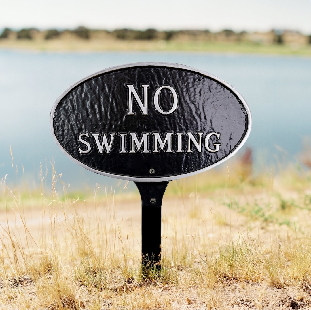 No Swimming Oval Plaque - Pool Warning Sign - WALL or LAWN Plaque - UV ...