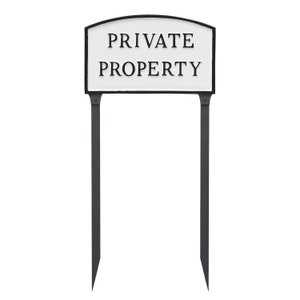 Cast Metal Private Property Arch LAWN or WALL Statement Plaque Sign ...