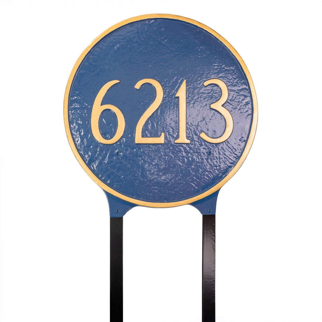 Circle Address LAWN Plaque Sign, One Line Address Sign, Powder Coated ...