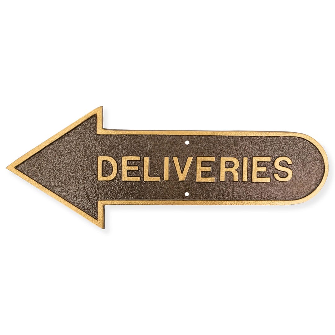 Deliveries Lawn or Wall Plaque Sign, Metal Deliveries Sign, Business ...