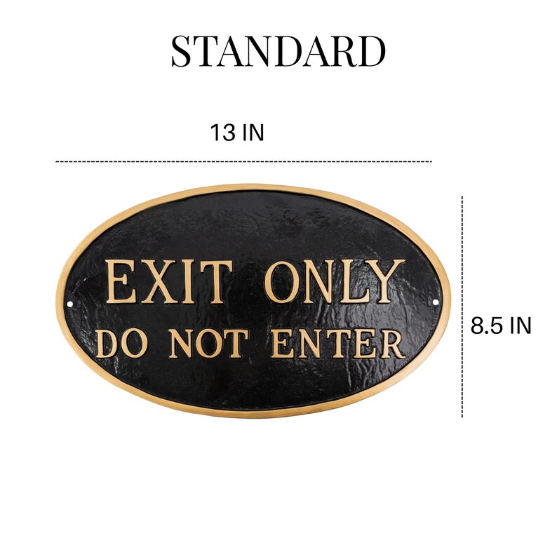 Exit Only Do Not Enter Oval Wall or Lawn Statement Plaque Sign, Durable ...