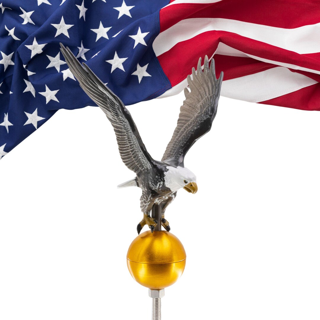 Flagpole Topper Eagle - 12" Cast Aluminum Eagle - Made to Last Unlike ...