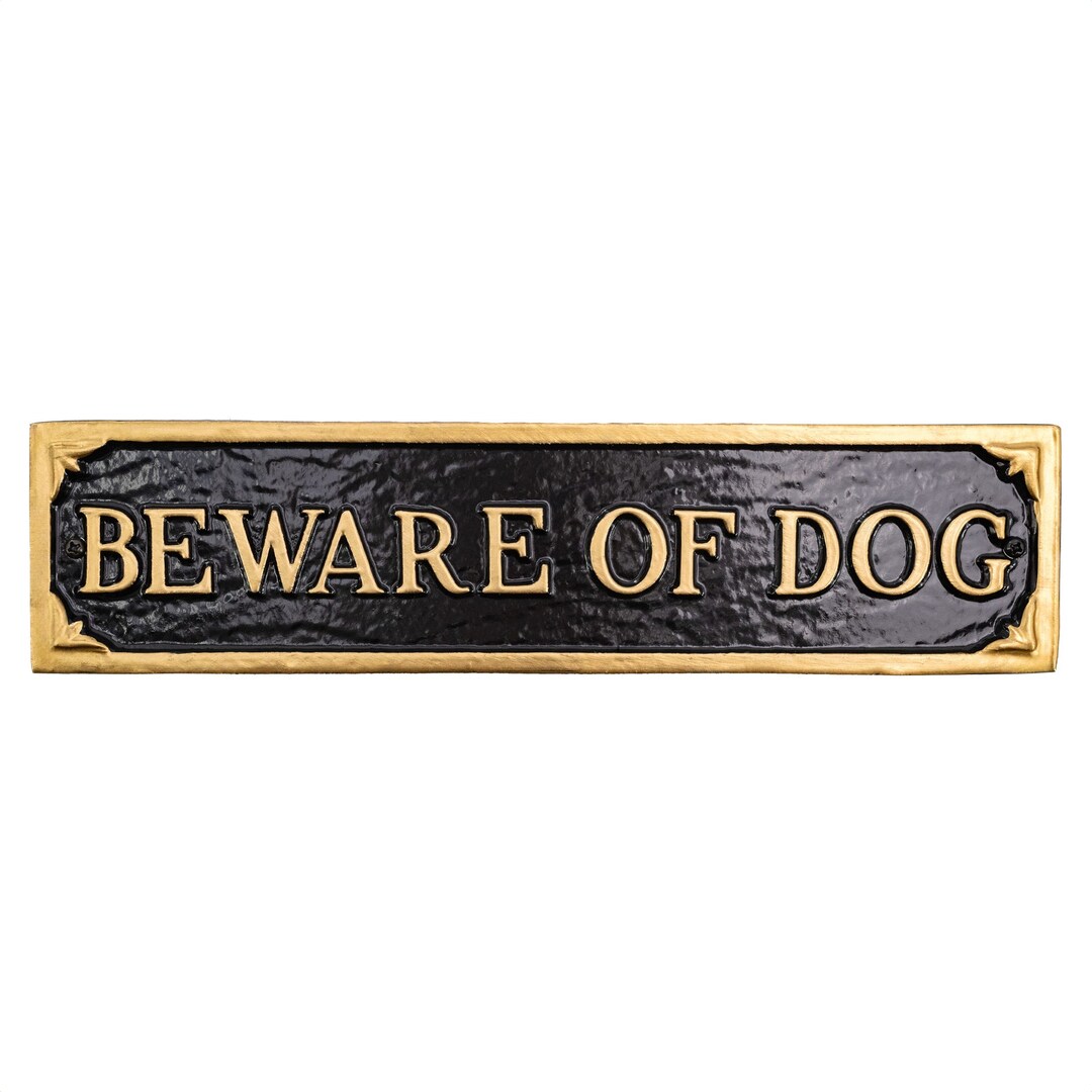 Beware of Dog Rectangle Statement Plaque Sign, Elegant Dog Warning Sign ...