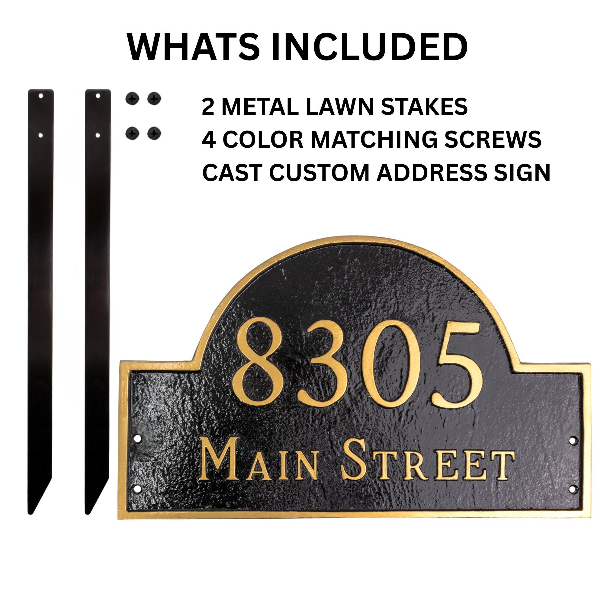 Custom Lawn Address Plaque With Stakes – Outdoor Cast Aluminum House ...