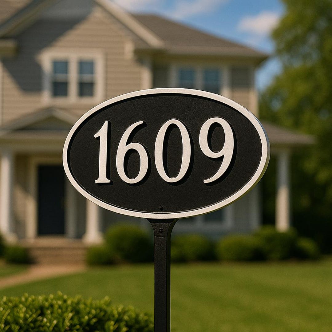 Classic Oval LAWN Address Plaque With Lawn Stake(s), Lawn Address Sign ...