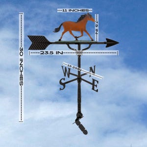 Hand Crafted Cast Metal Horse Weathervane, Includes Roof Mount, Accent ...
