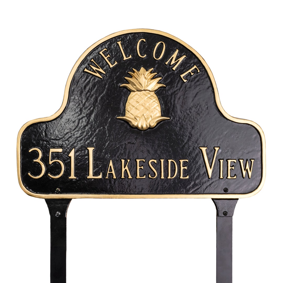 Welcome Address Sign, Pineapple Address Sign Plaque, Custom Metal ...