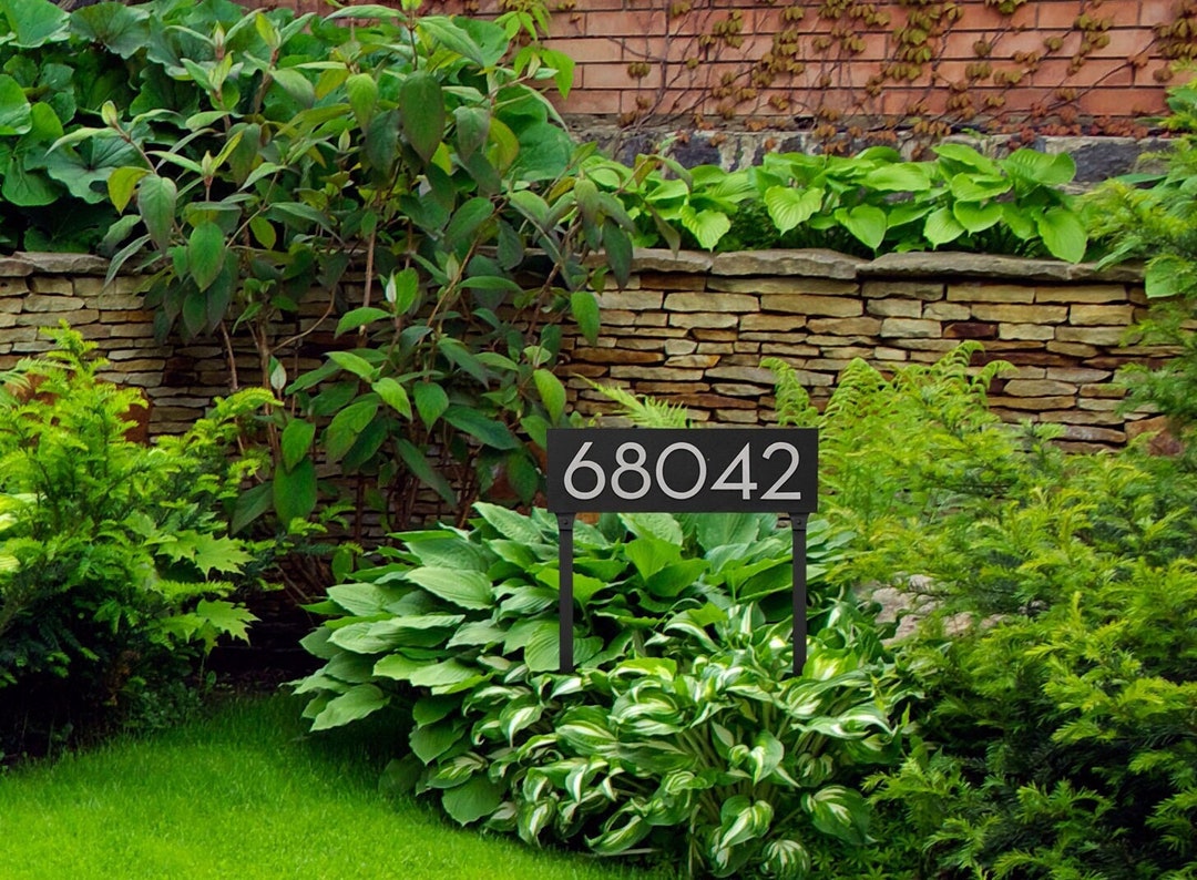 Modern Address Sign, 6 Inch Floating Number Address Sign, Horizontal ...