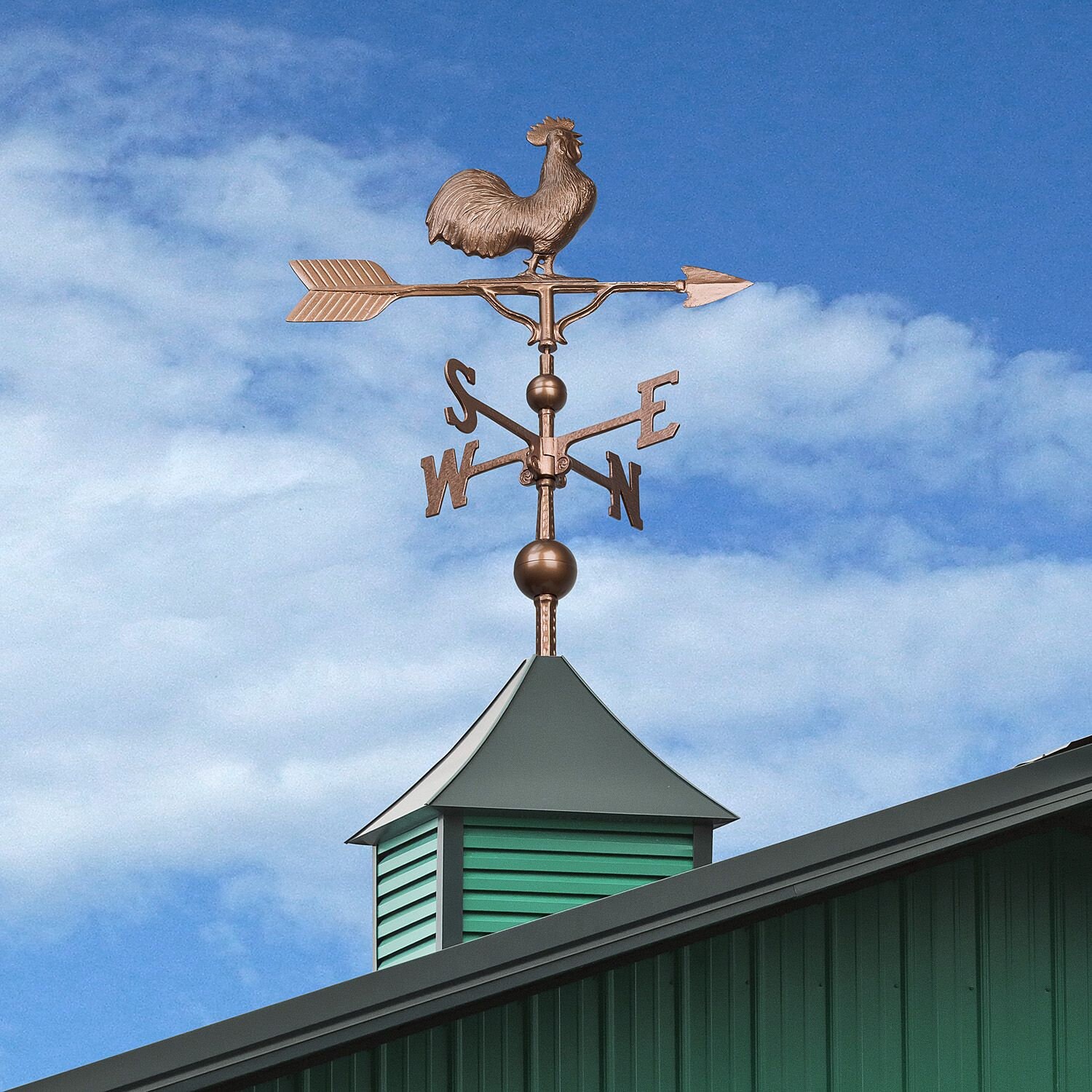 Hand Crafted Cast Metal Deluxe 3D Rooster Weathervane, Includes Roof ...