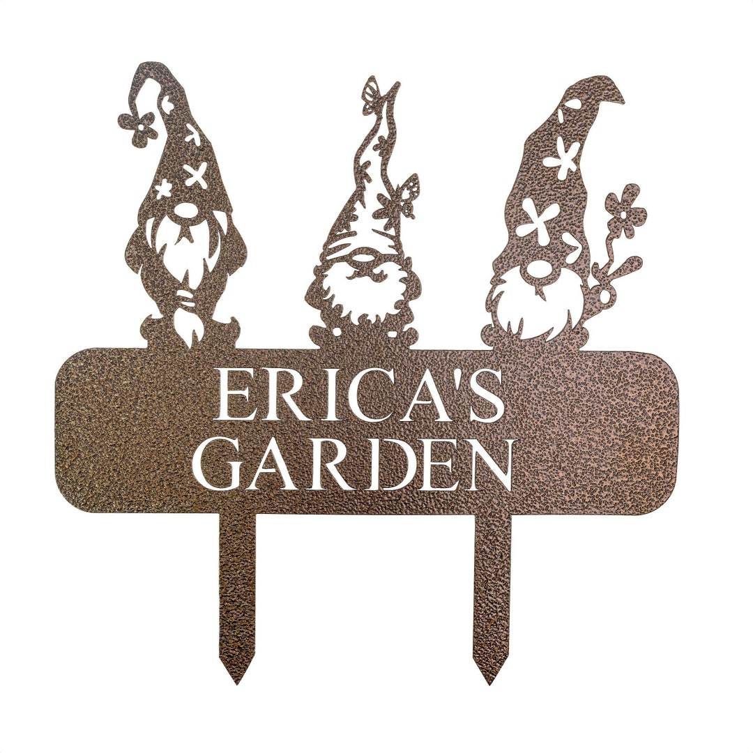 Personalized Metal Garden Gnome Sign, Custom Outdoor Garden Decor, 14 ...