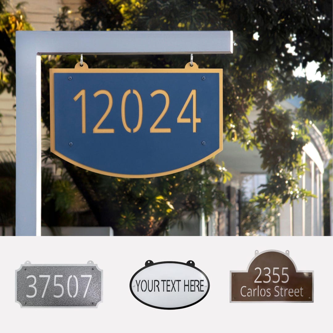 Double Sided Address Sign - Two-sided Hanging House Number Plaque - 26 ...