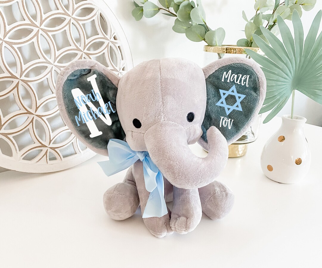 Baby Boy Jewish Stuffed Elephant Keepsake Gift Gift From Naming ...