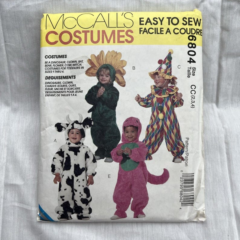 Barney Cow Dino Bat Bear Kids 2 3 4 Costume Mccalls 6804 Sewing Pattern Mccall's - Etsy