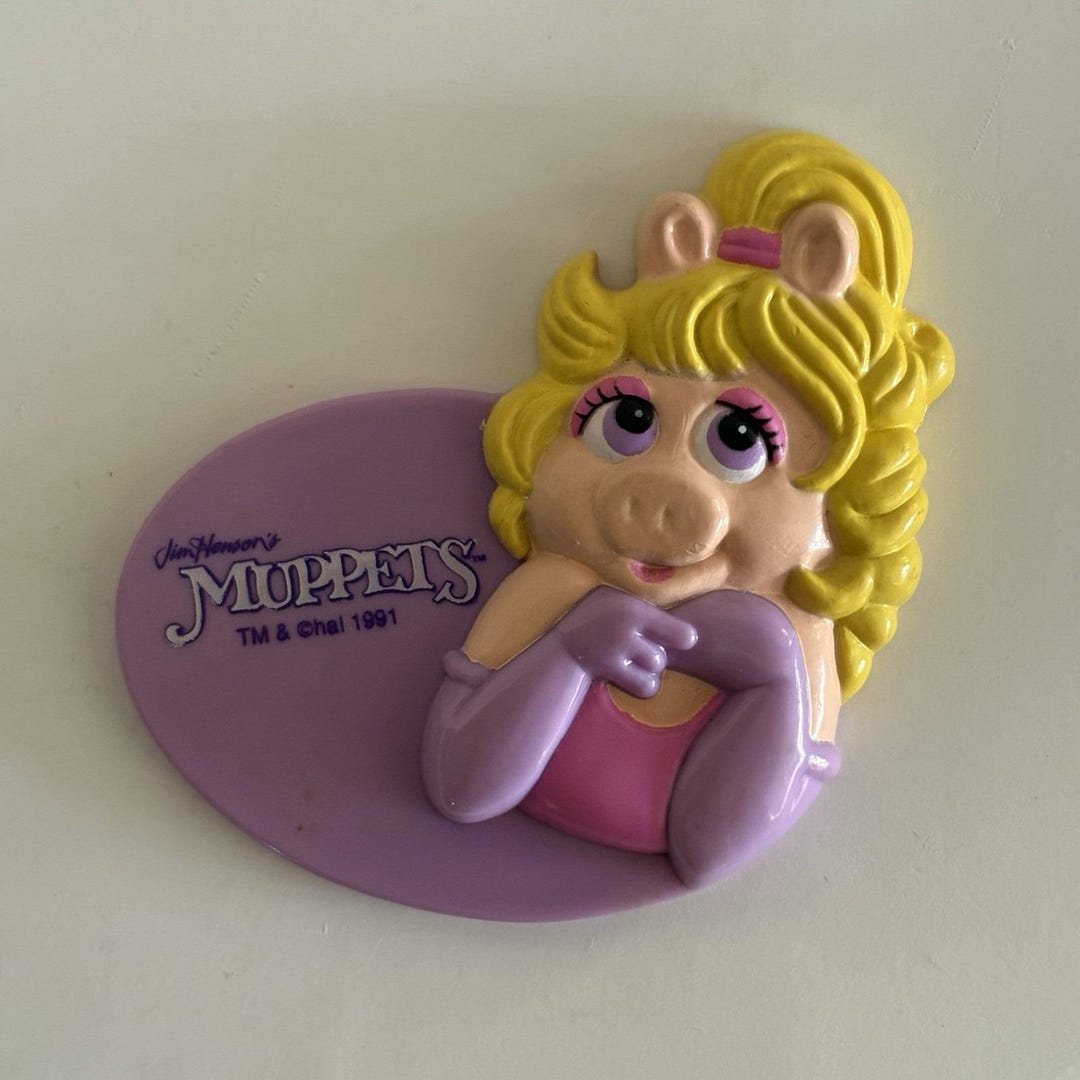 Muppets Kid Care Mirror Miss Piggy Compact 1991 Vintage Purple 3.5" - Etsy